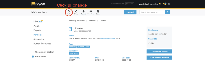 Default Metadata Fields Document Management System Folderit