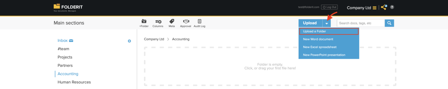 Uploading Folders - Document Management System Folderit