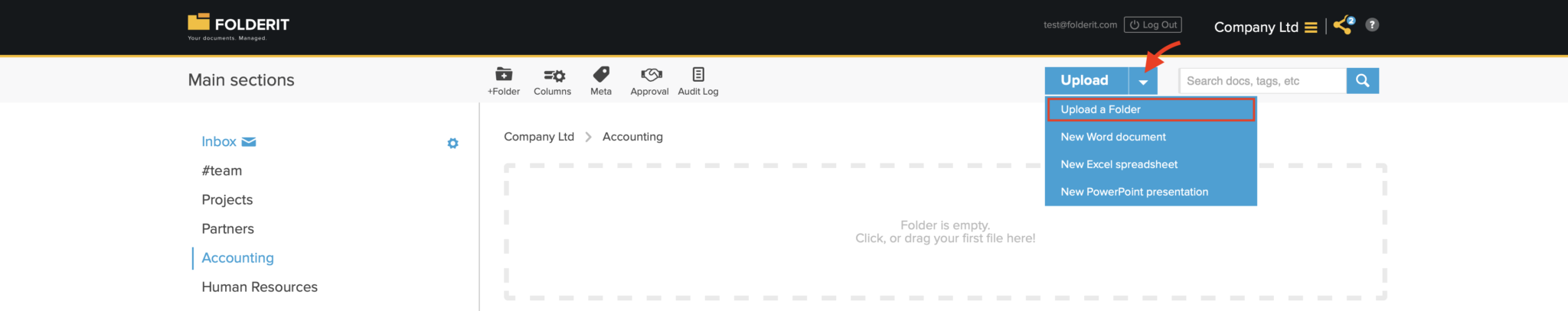 Uploading Folders - Document Management System Folderit