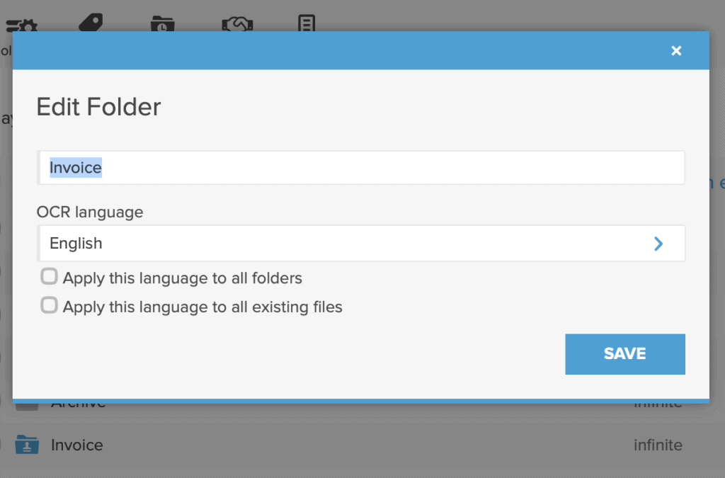 Changing OCR language - Document Management System Folderit