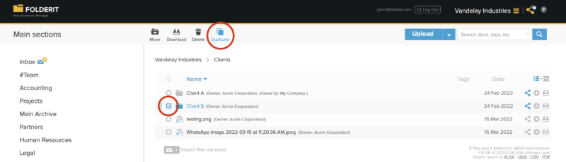 Duplicating - Document Management System Folderit
