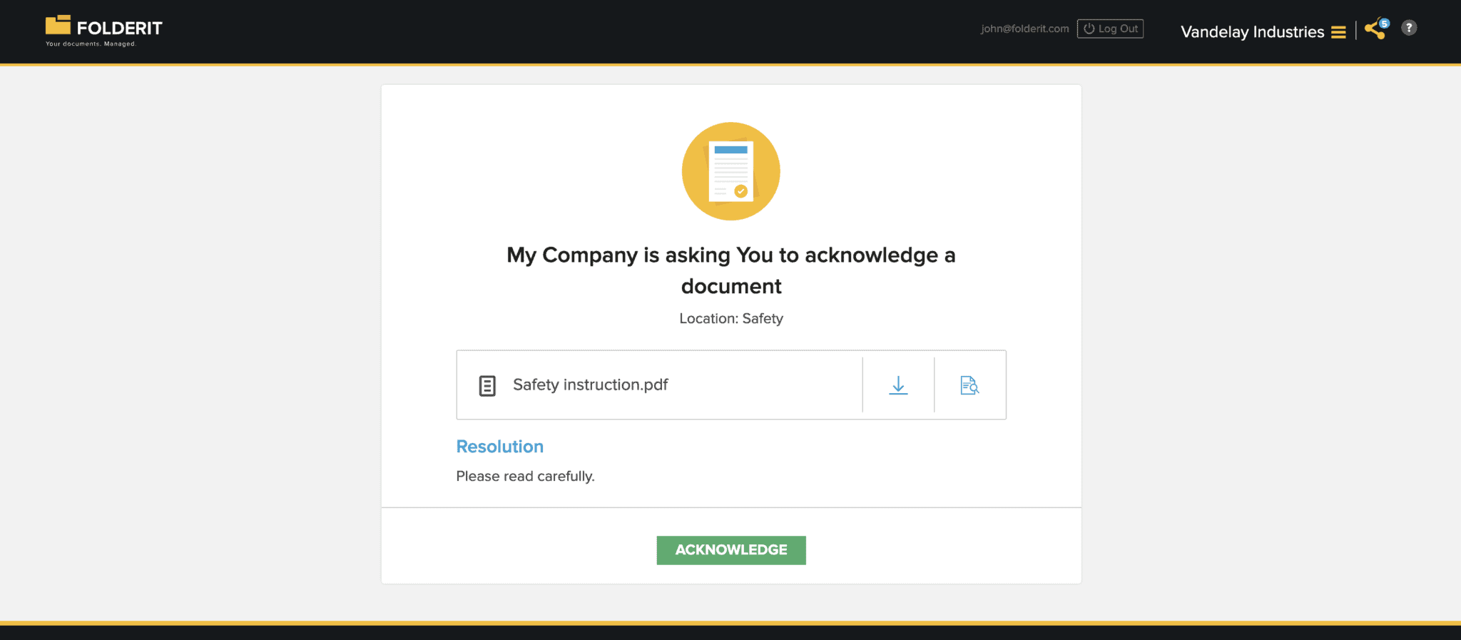 Acknowledgement Workflows - Document Management System Folderit