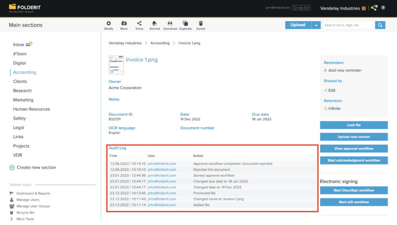 Document and Folder Audit Trails - Document Management System Folderit