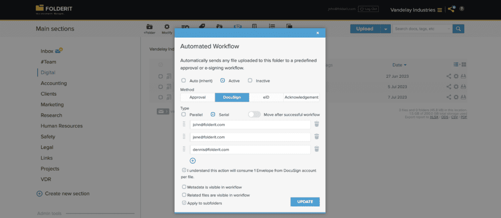 E-Signing Workflows - Document Management System Folderit
