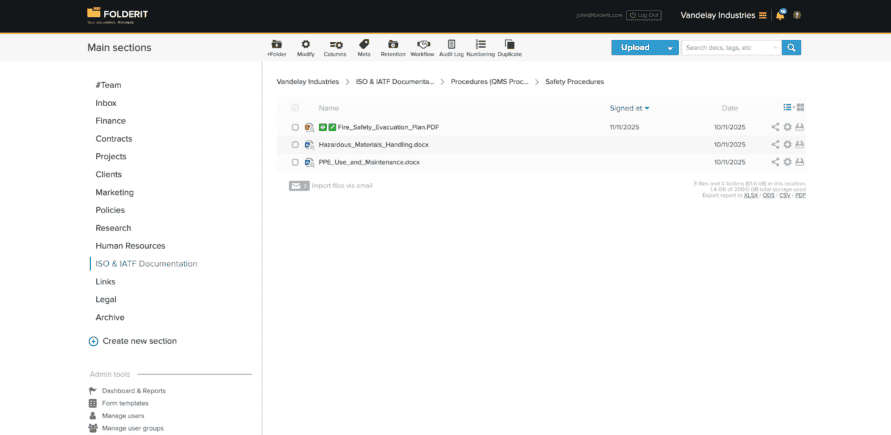 ISO Document Control Software | Folderit DMS